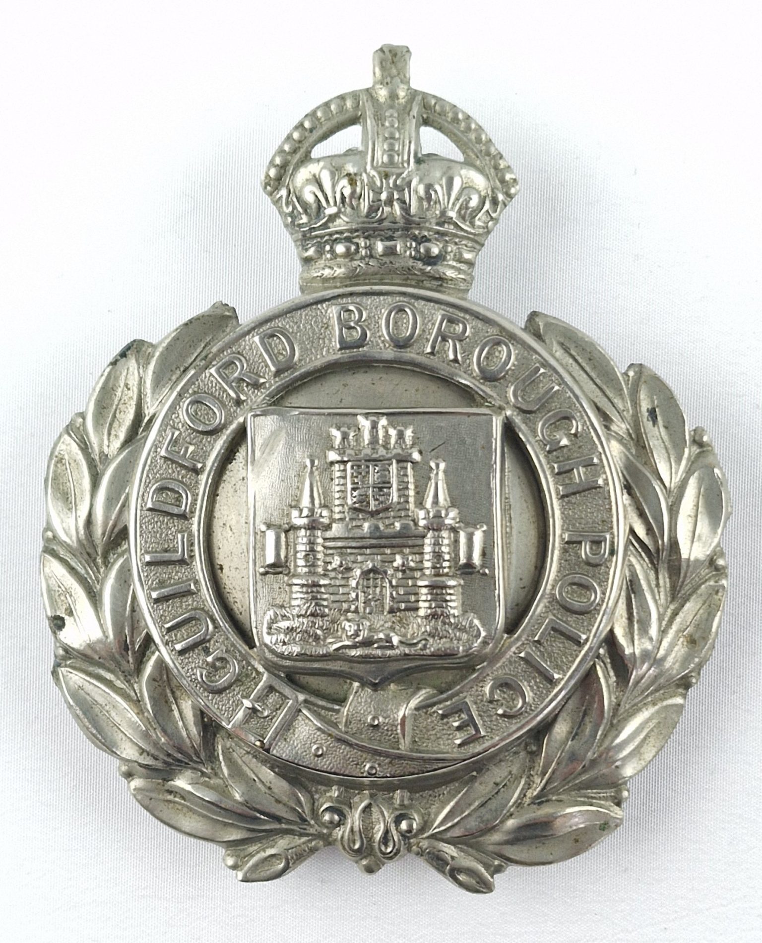 Guildford Borough Police Wreath Helmet Badge | Time Militaria